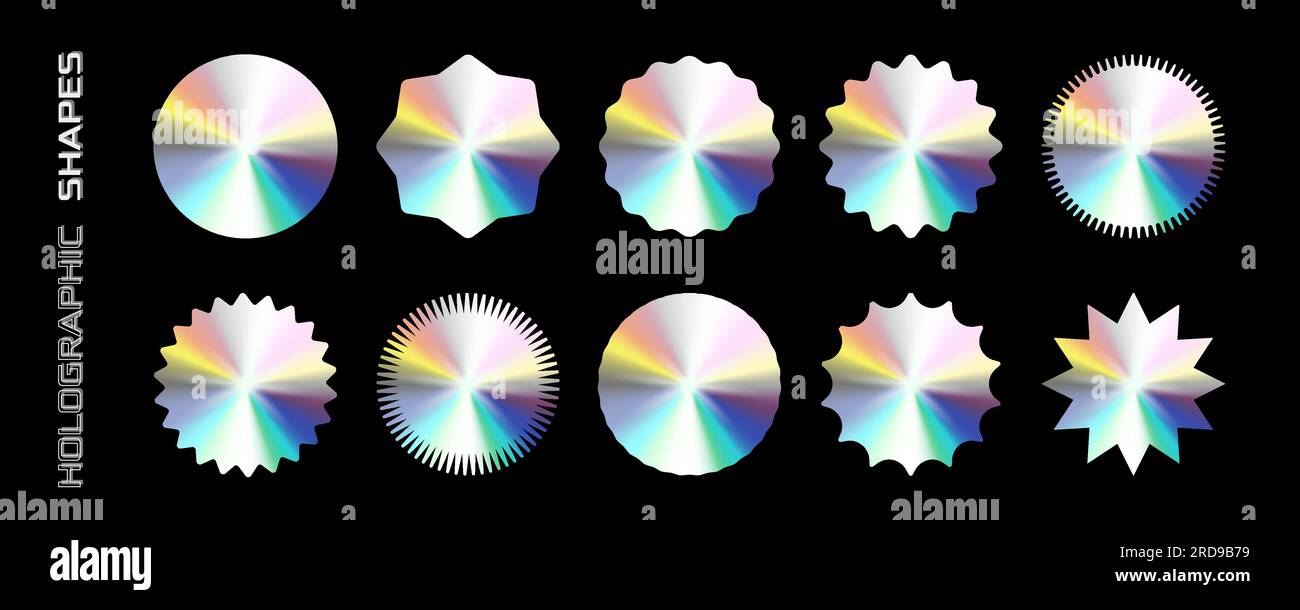 Set of holographic shapes. Metal foil sticker Stock Vector Image & Art ...