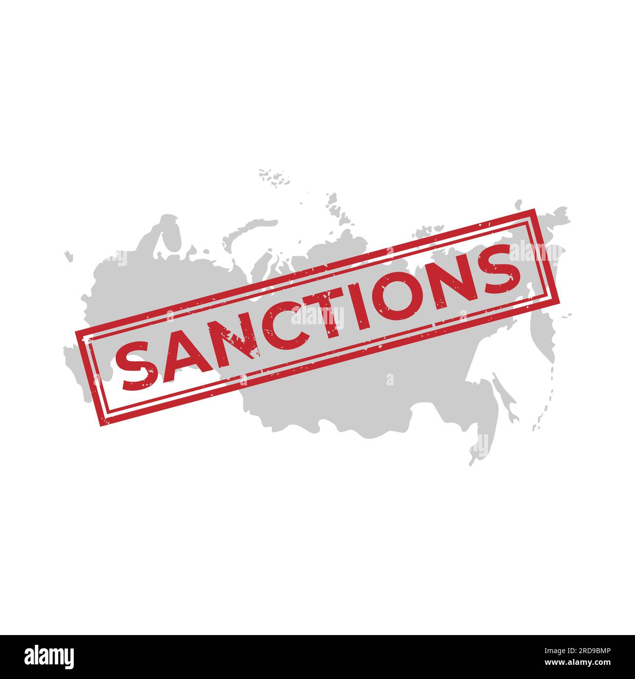 red rectangular seal with the inscription sanctions with a grunge ...