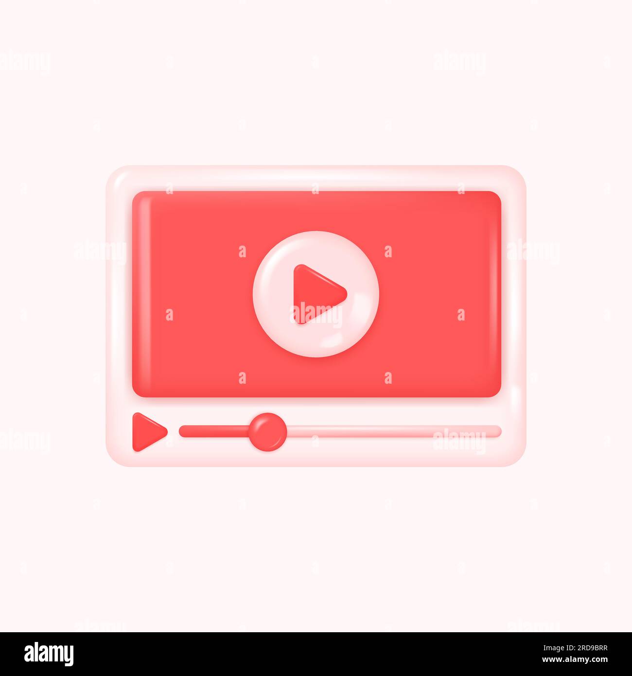 3d video player template with play button. the concept of watching a ...