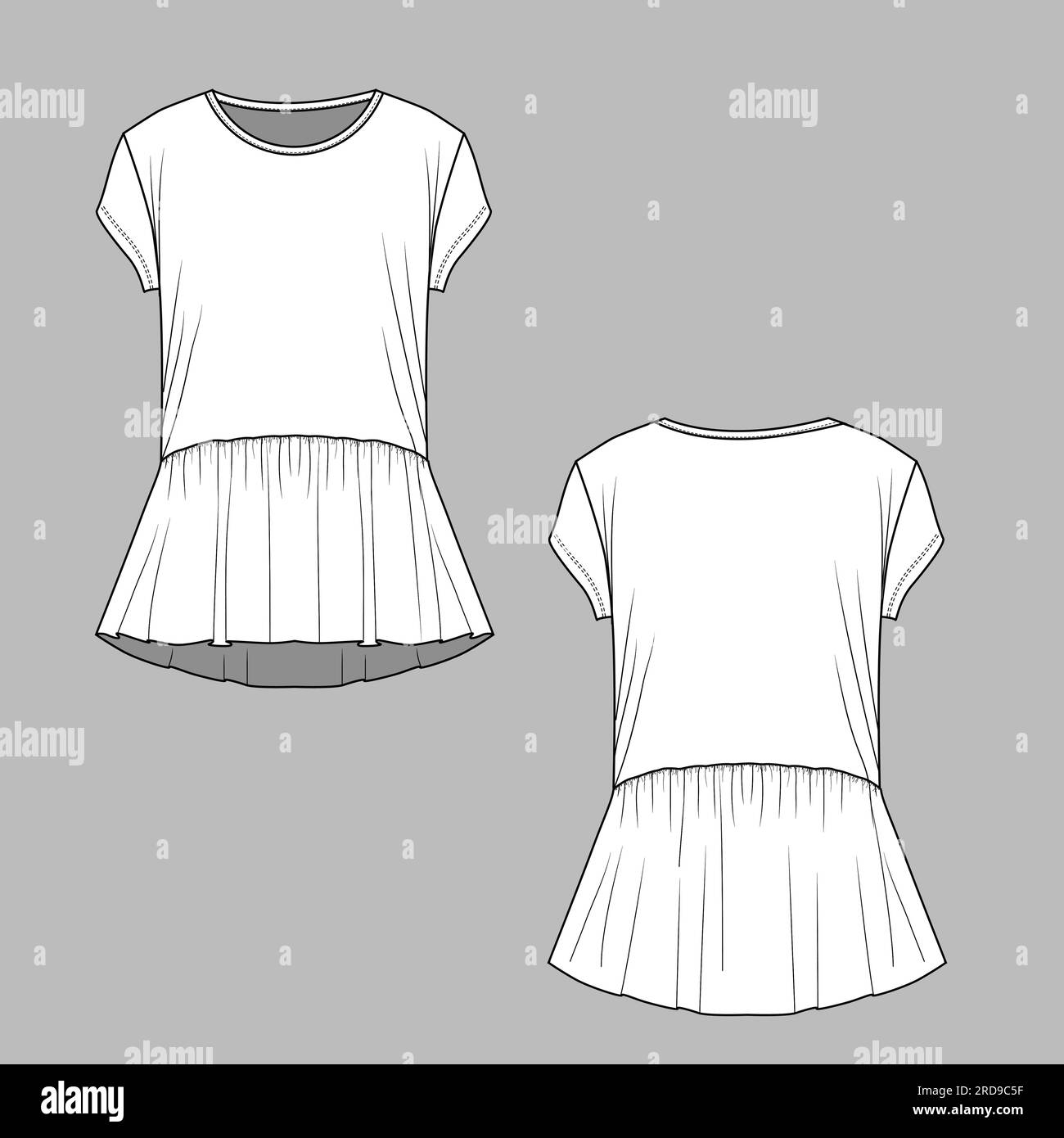 Flat dress design sketch Black and White Stock Photos & Images - Alamy