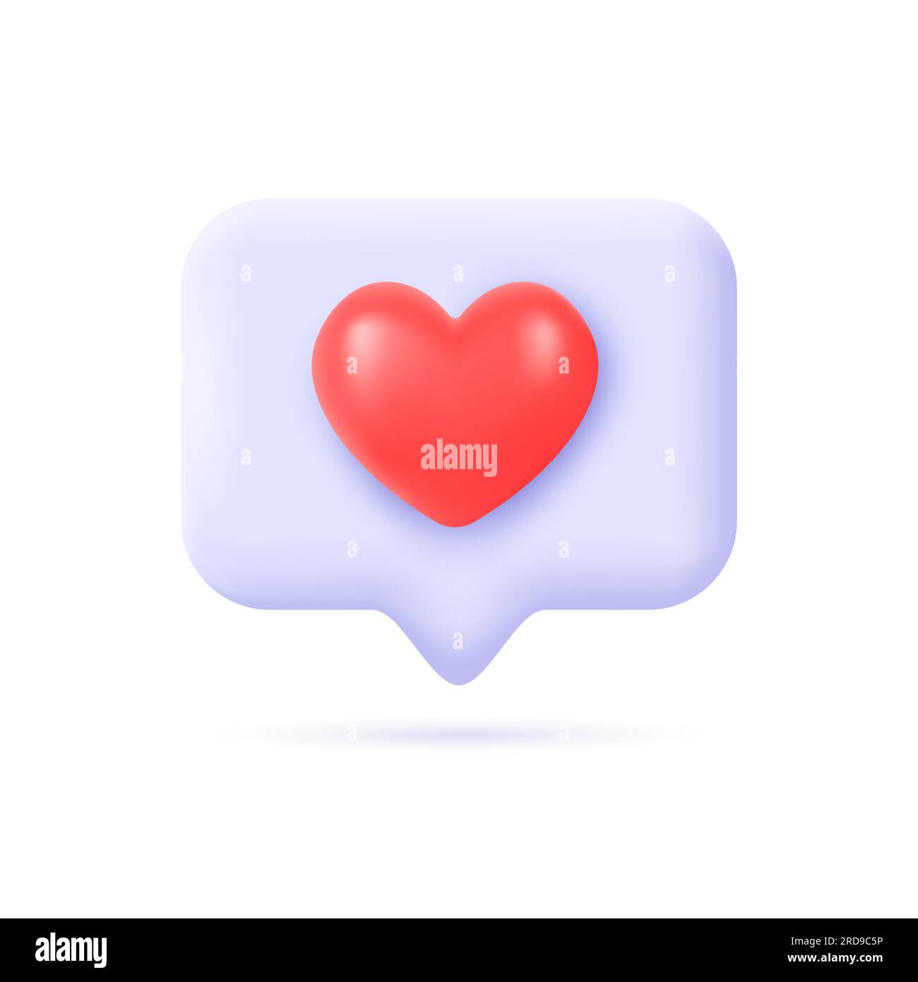3d icon message dialog button with red heart in cartoon minimalistic ...