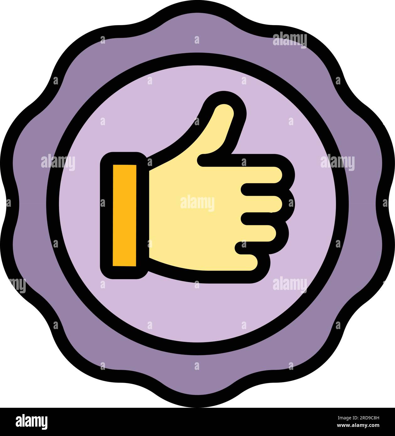 Thumb up emblem icon outline vector. Hand like. Button page color flat ...