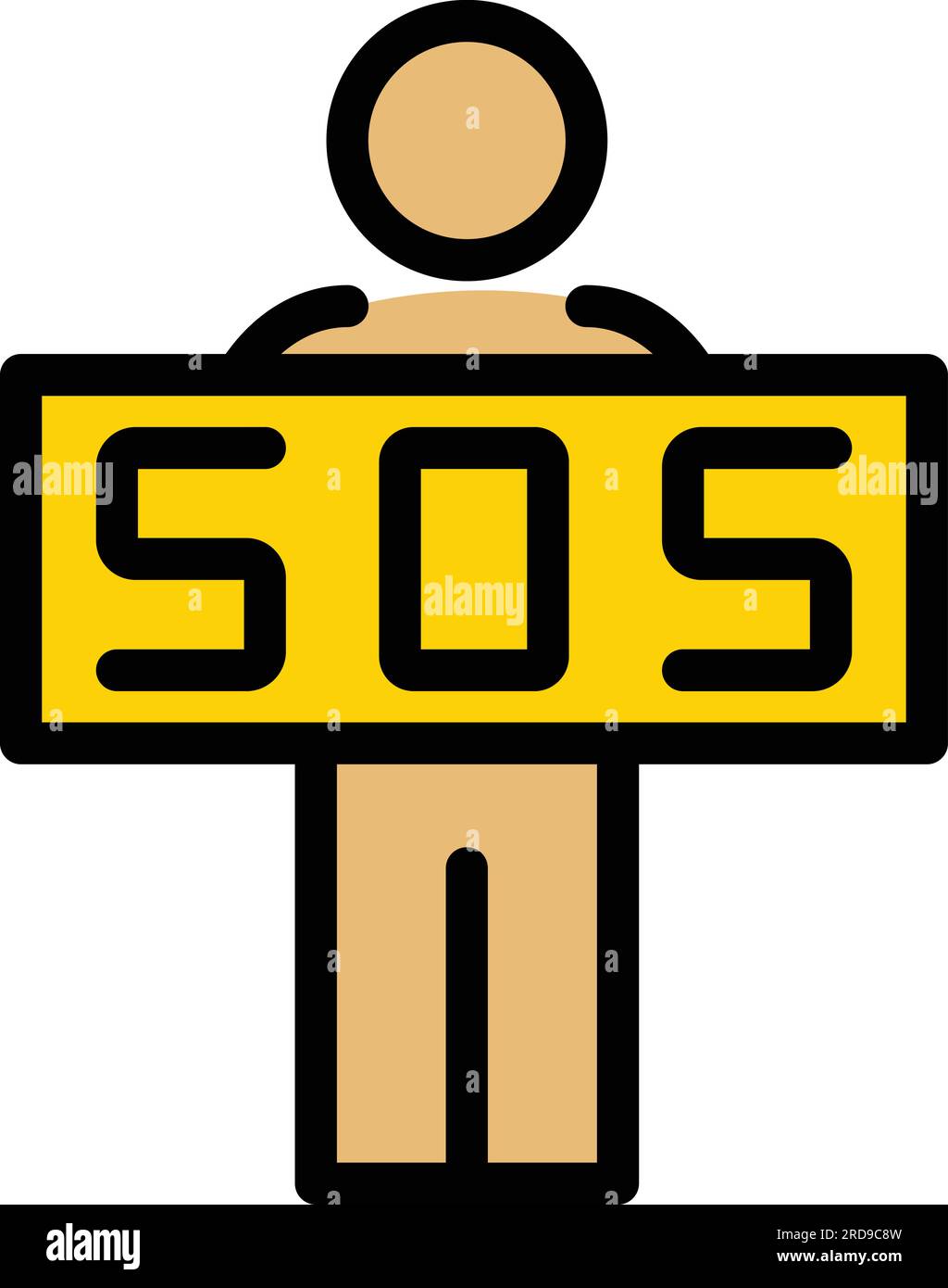 Sos man icon outline vector. Help rescue. Business phone color flat ...