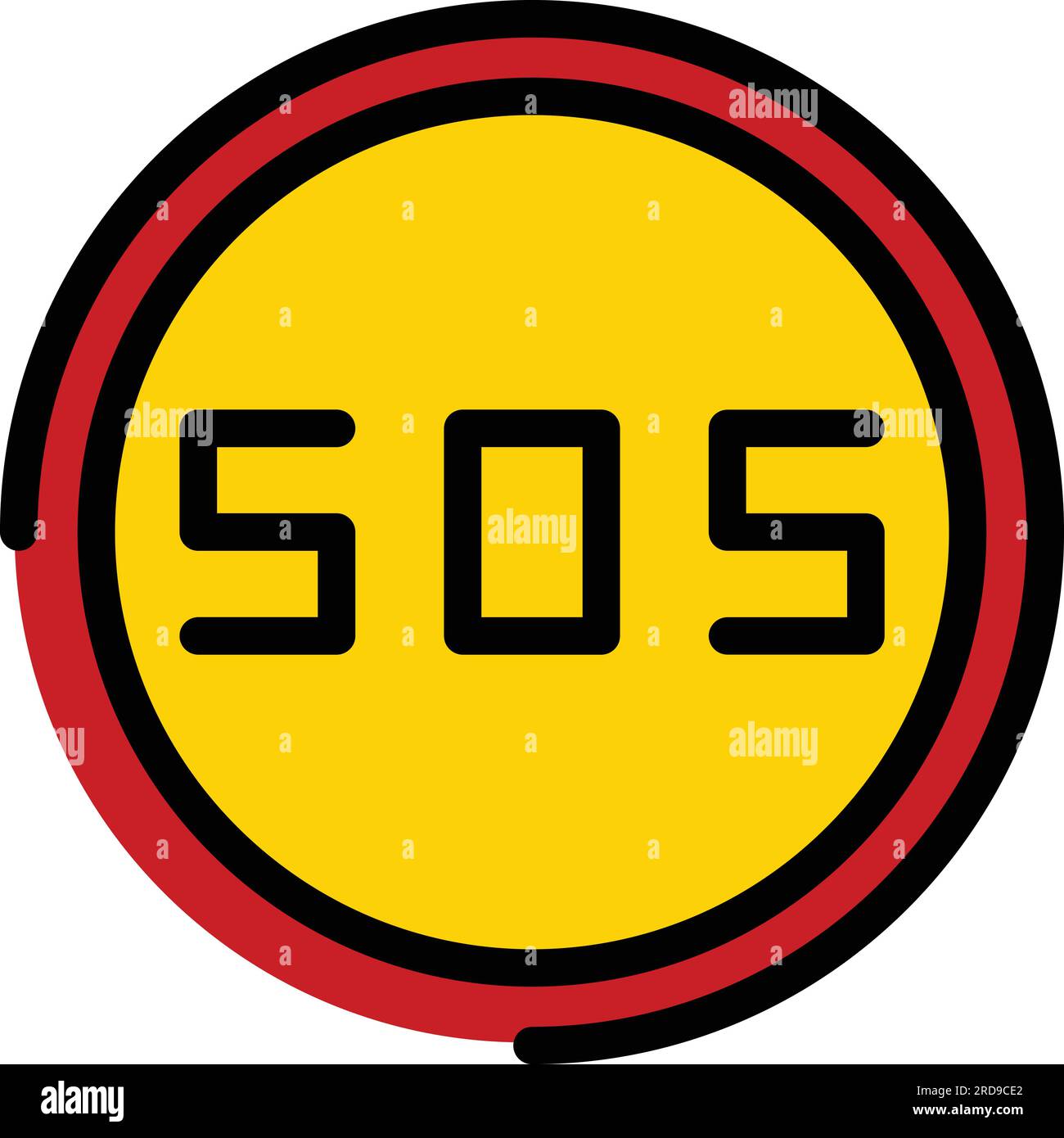 Sos button icon outline vector. Emergency help. Call hotline color flat ...