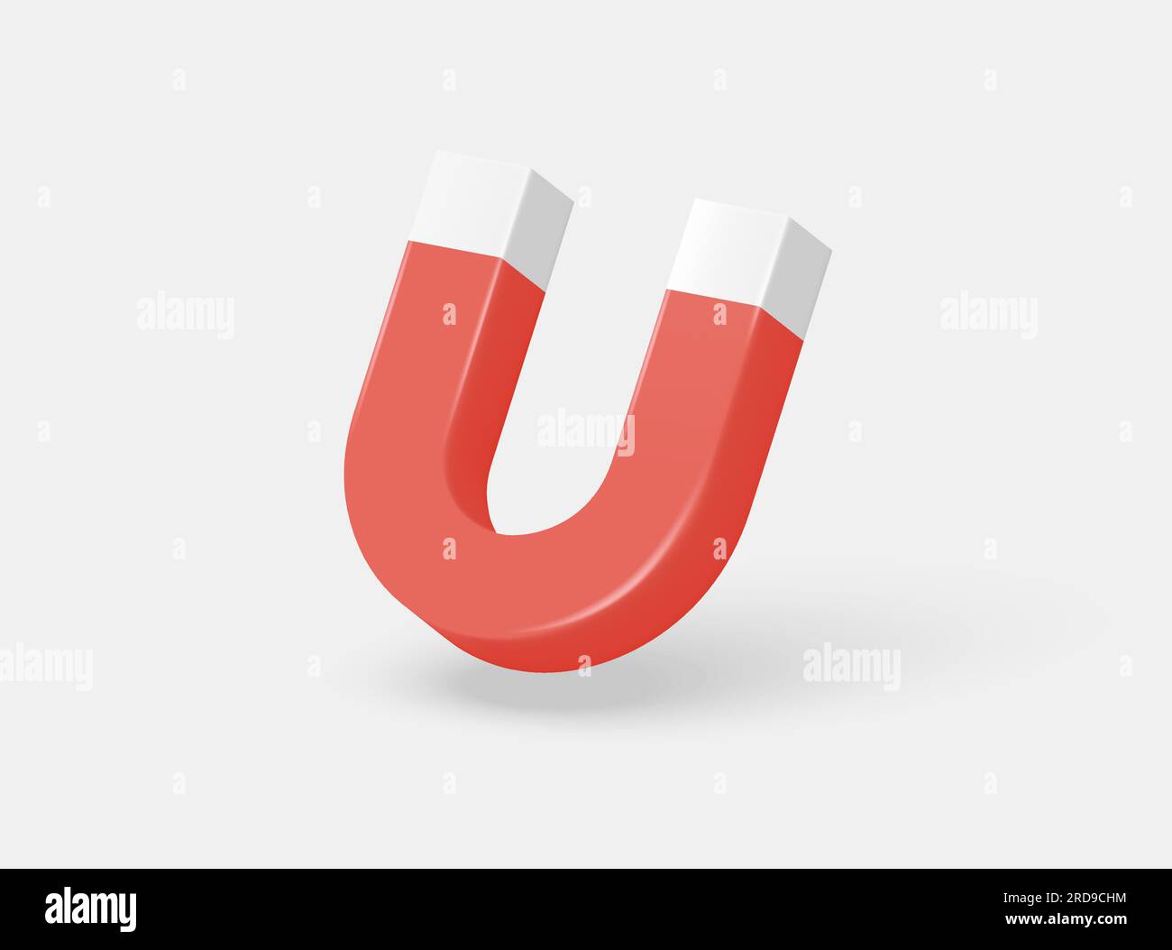 3d red magnet for attraction on a white background. magnet concept for ...
