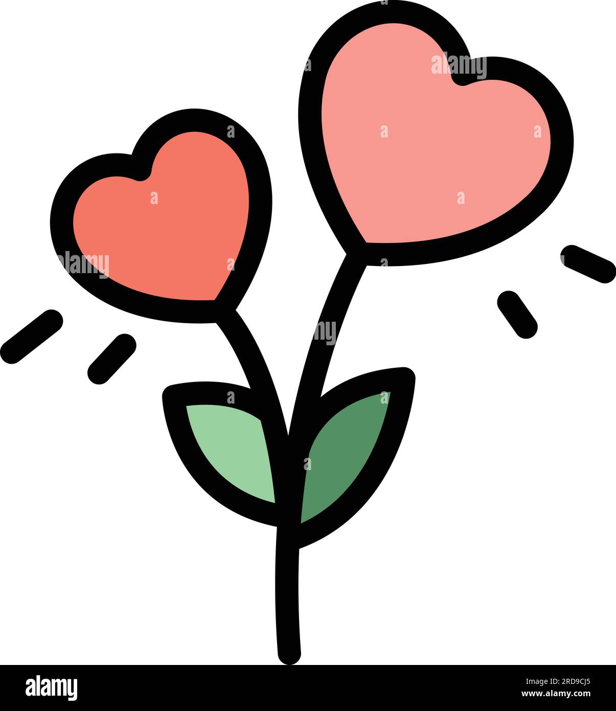 Plant of love icon outline vector. Hand grow. Heart seed color flat ...