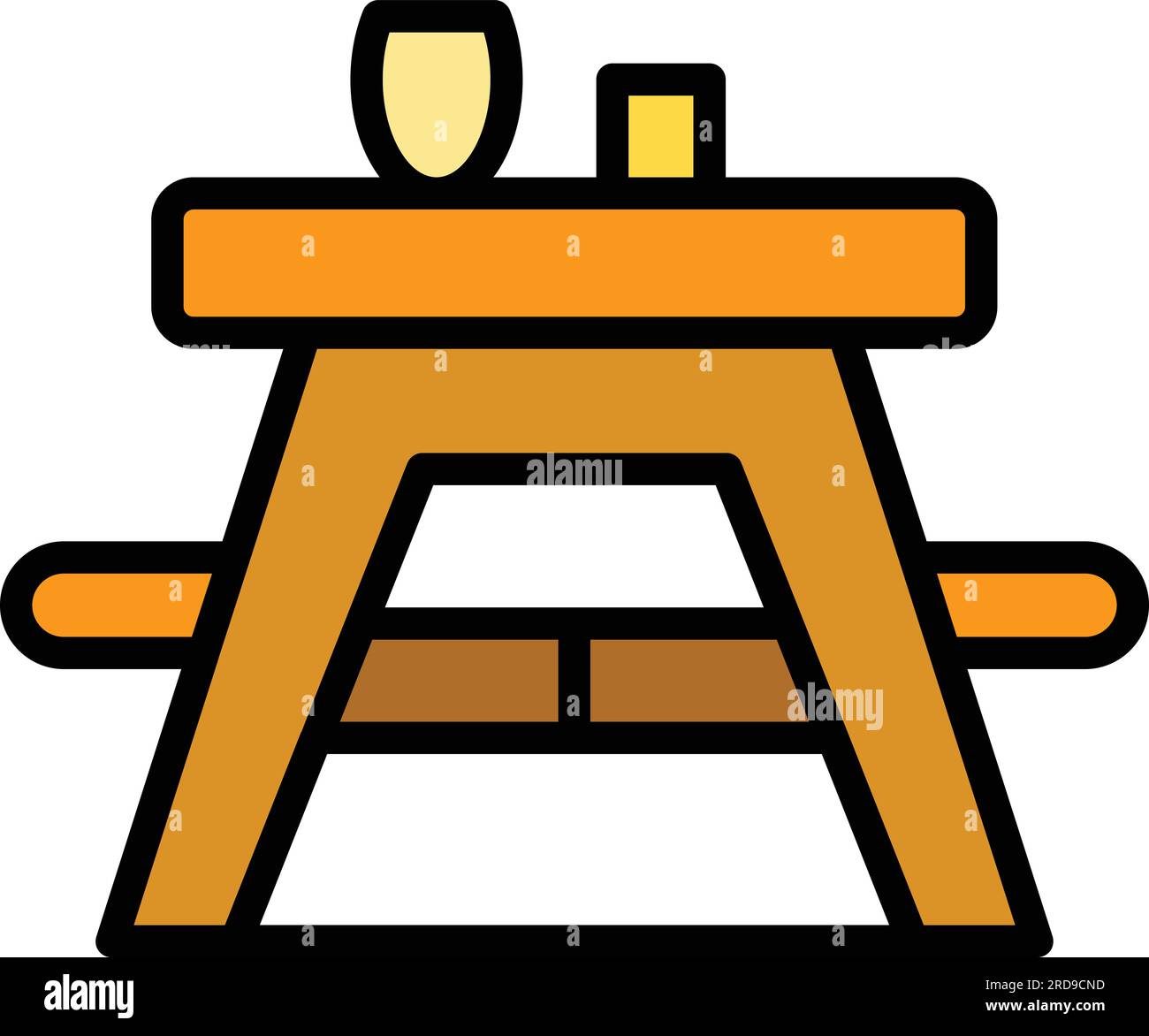 Outdoor table icon outline vector. Wooden picnic. Garden table color ...