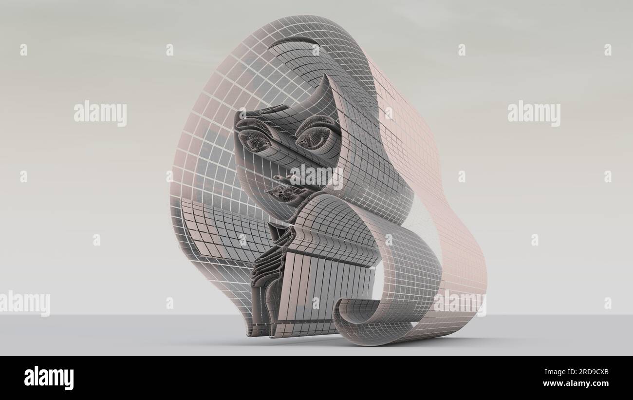 3D architectural illustrated representation of a woman's face ...