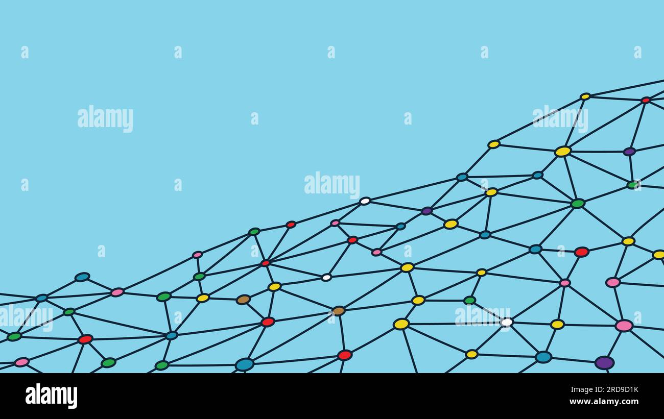 Colorful science background.Plexus mesh geometric background. Dots ...