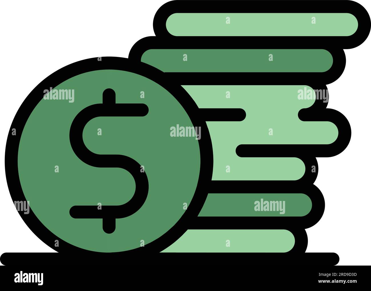 Coins icon outline vector. Dollar coin stack. Bank cash color flat ...
