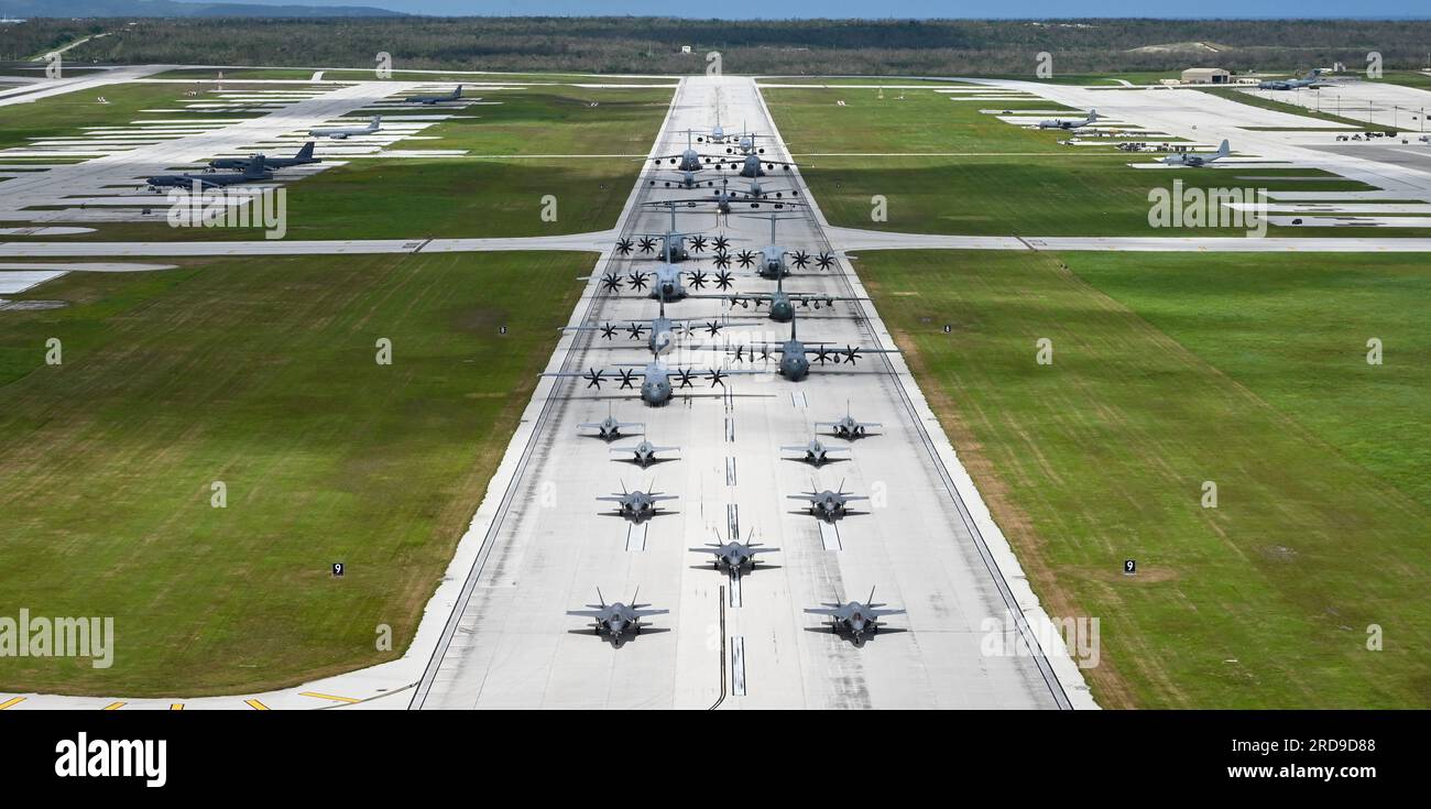 U.S. and Allied aircraft conduct an elephant walk on Andersen Air Force ...