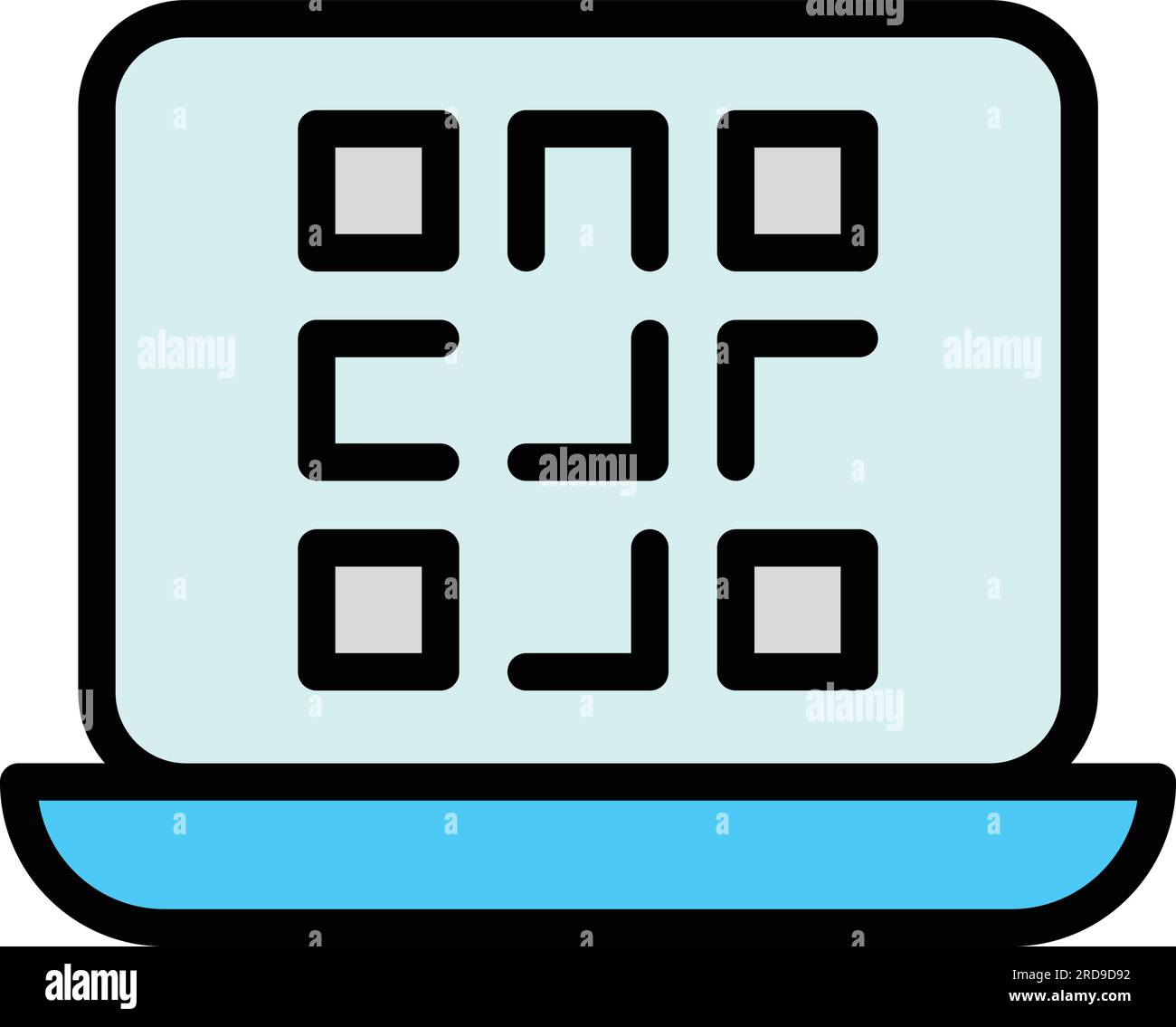 Computer Code Scanner Icon Outline Vector Scan Qr Mobile Reader Color