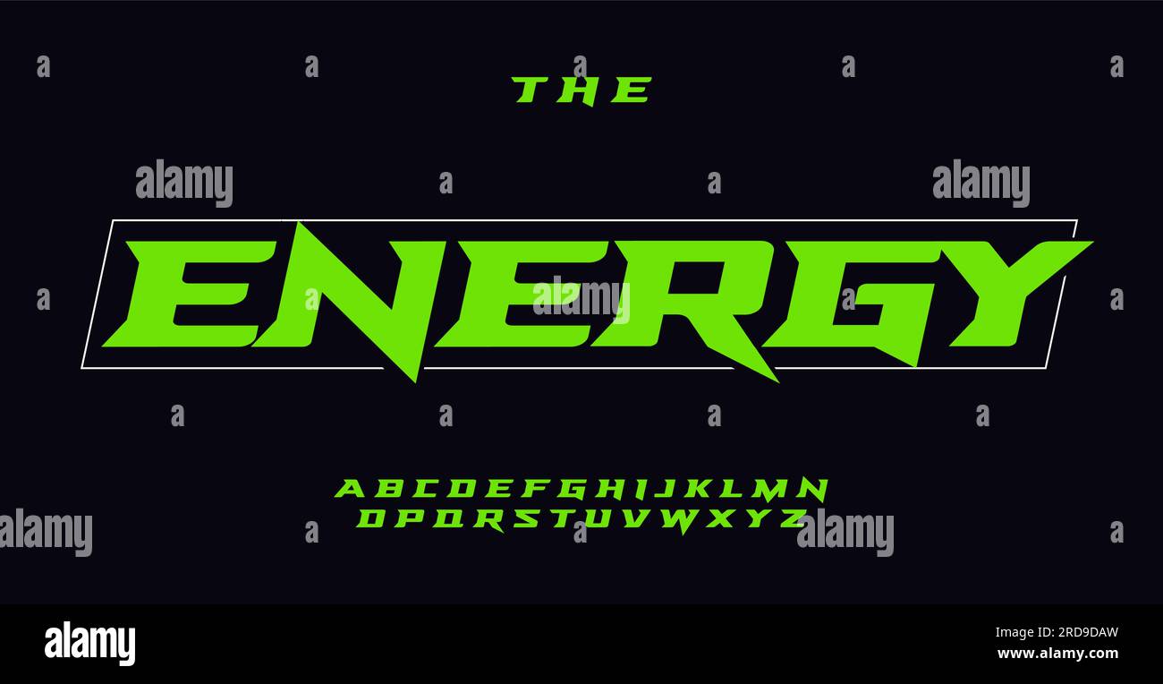 Energetic sports alphabet, dynamic italic edgy acute spike letters ...