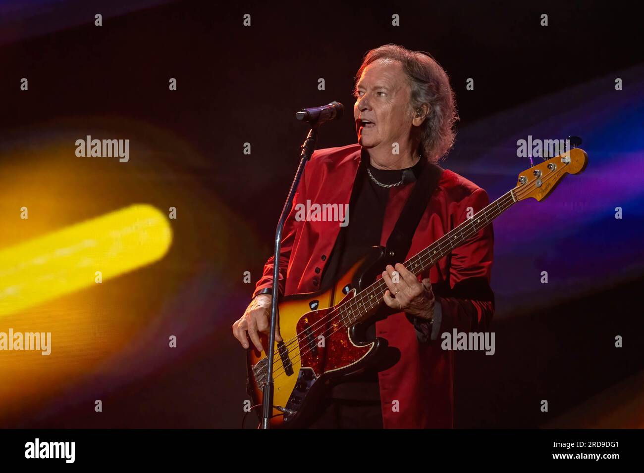 Red Canzian, member of the Italian band Pooh, performs live on stage at ...