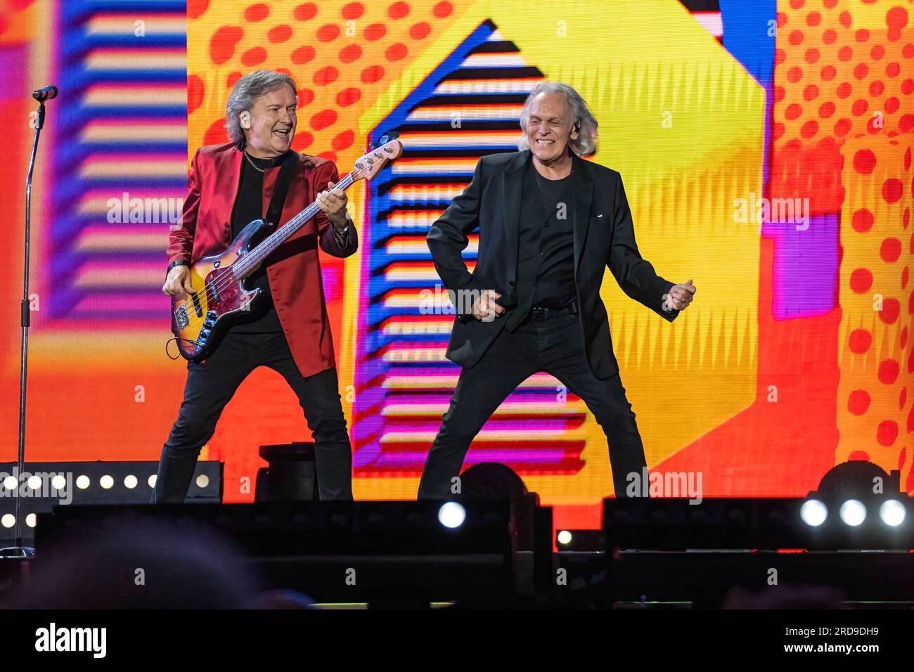 Riccardo Fogli and Red Canzian, members of the Italian band Pooh ...