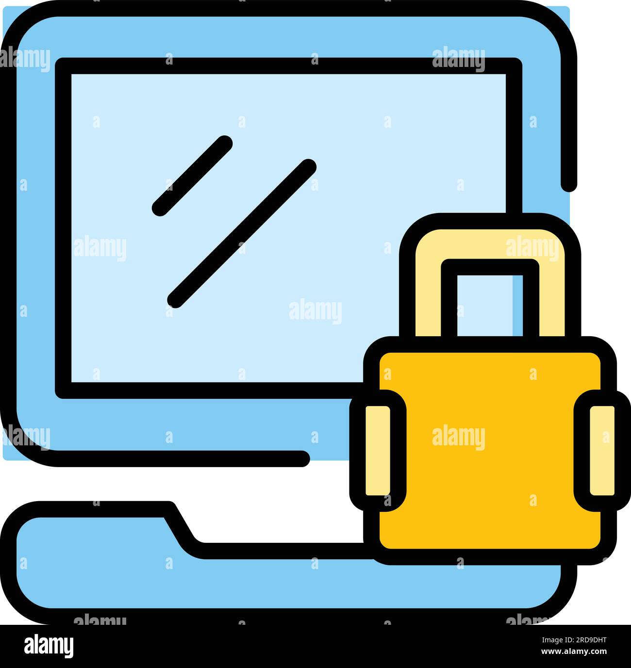 Privacy computer icon outline vector. Access data. Shield laptop color ...