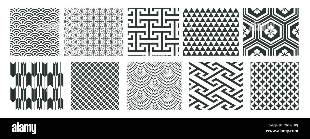 Japanese seamless pattern set. Traditional patterns. Vector Stock ...