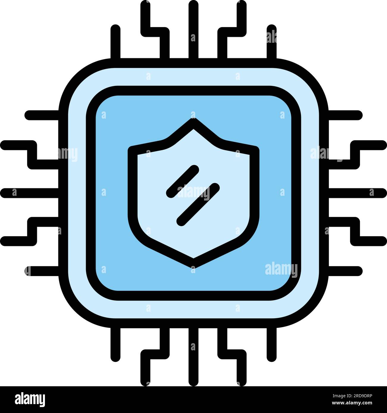 Digital Shield Icon Outline Vector Protect Cyber Safety Data Color Flat Stock Vector Image