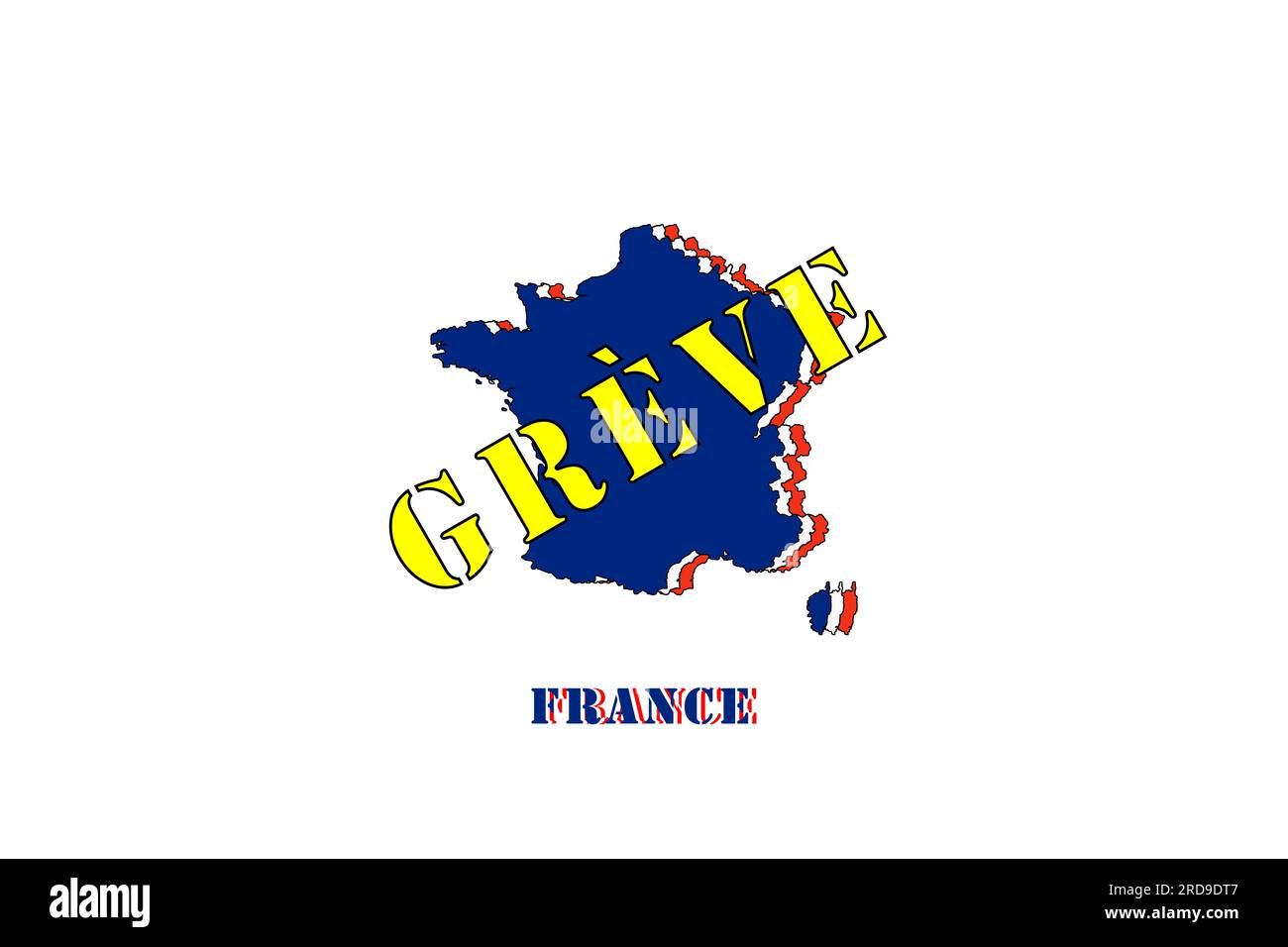 strike in france, with the silhouette of france forming the tricolor ...