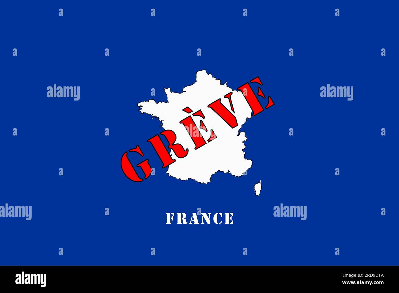 strike in france, with the silhouette of france forming the tricolor ...