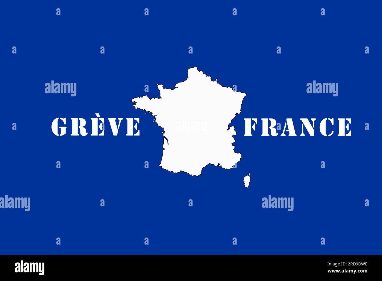 strike in france, with the silhouette of france forming the tricolor ...