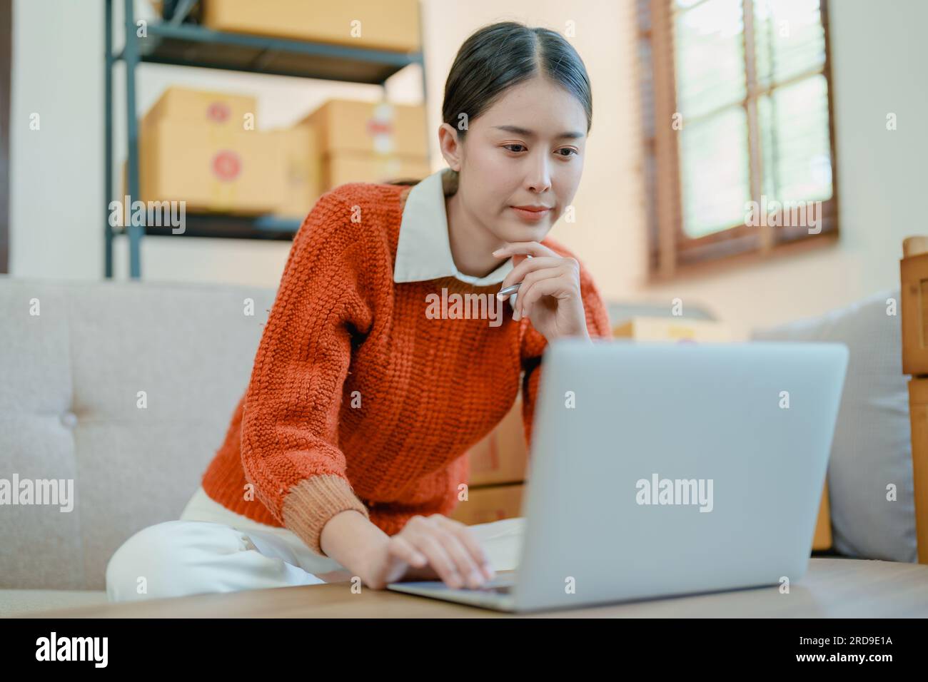 Online delivery, female small business owners are using computers to ...