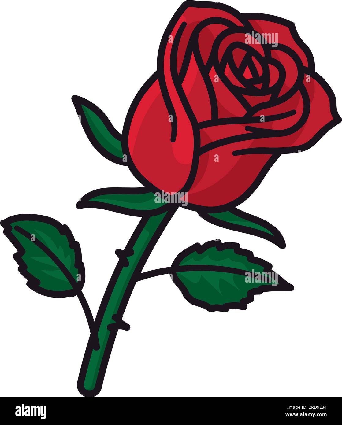 Rose blossom isolated vector illustration for Red Rose Day on June 12 ...