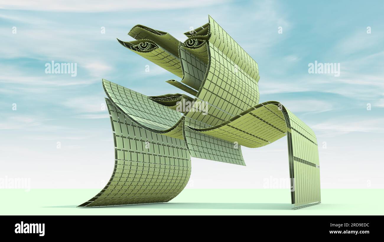 3D architectural illustrated representation of a woman's face ...