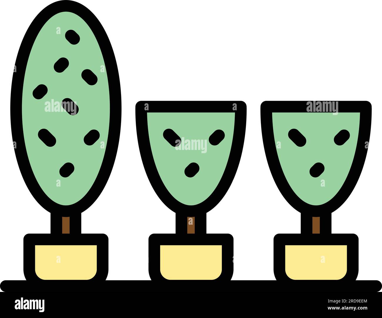 Topiary tree icon outline vector. Pot plant. Garden shrub color flat ...