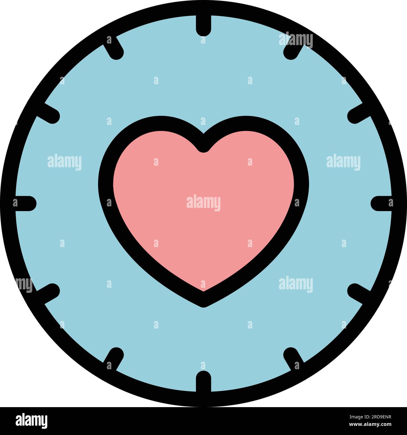 Heart care time icon outline vector. Love mask. Value support color ...