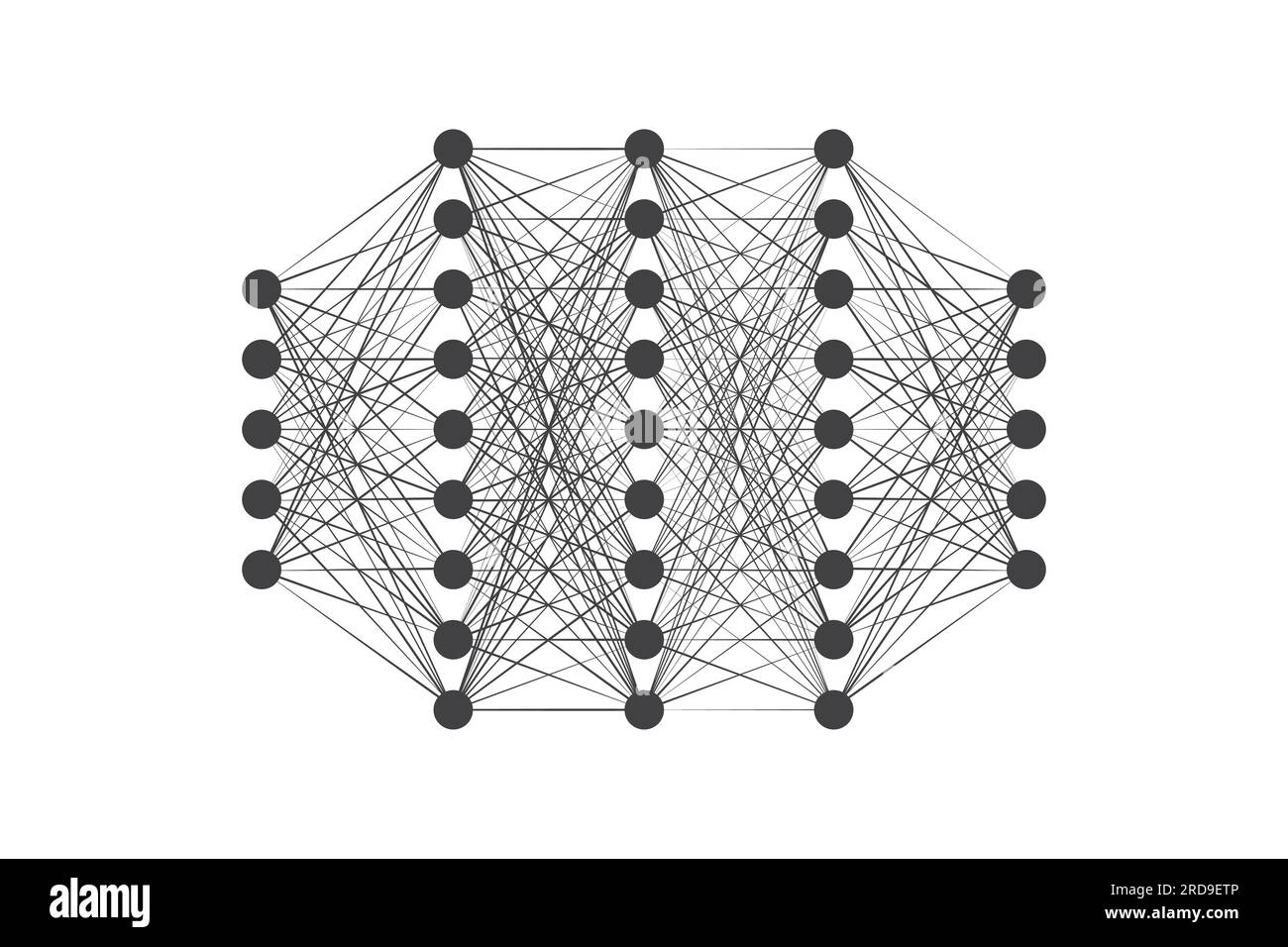Neural network model on white background. Artificial intelligence, Data ...