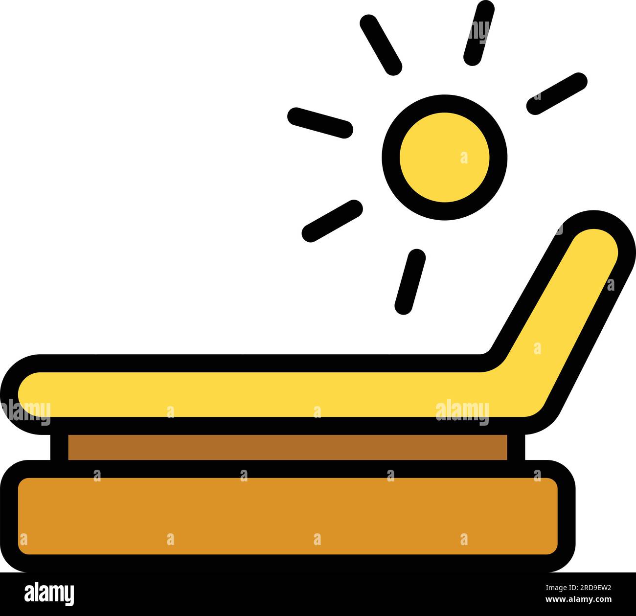 Deck chair icon outline vector. Beach longue. Summer sunbed color flat ...