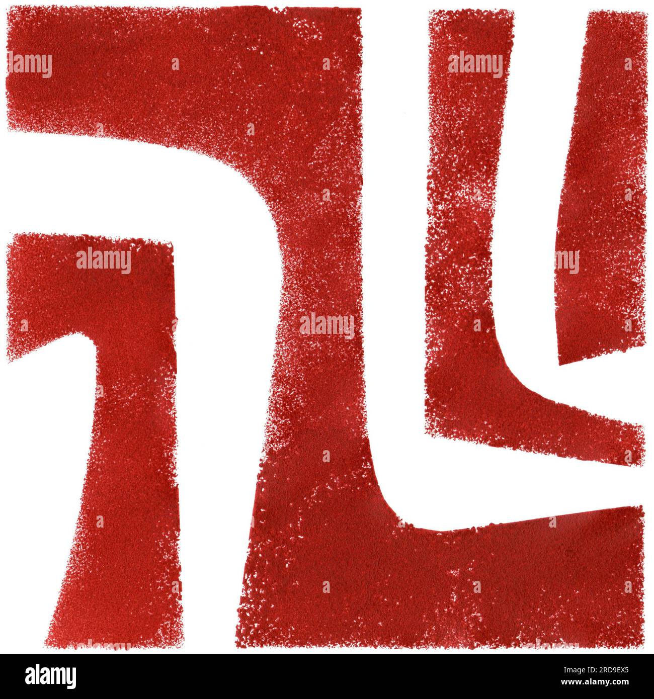 Original handmade texture stencil with abstract motifs in red tones ...