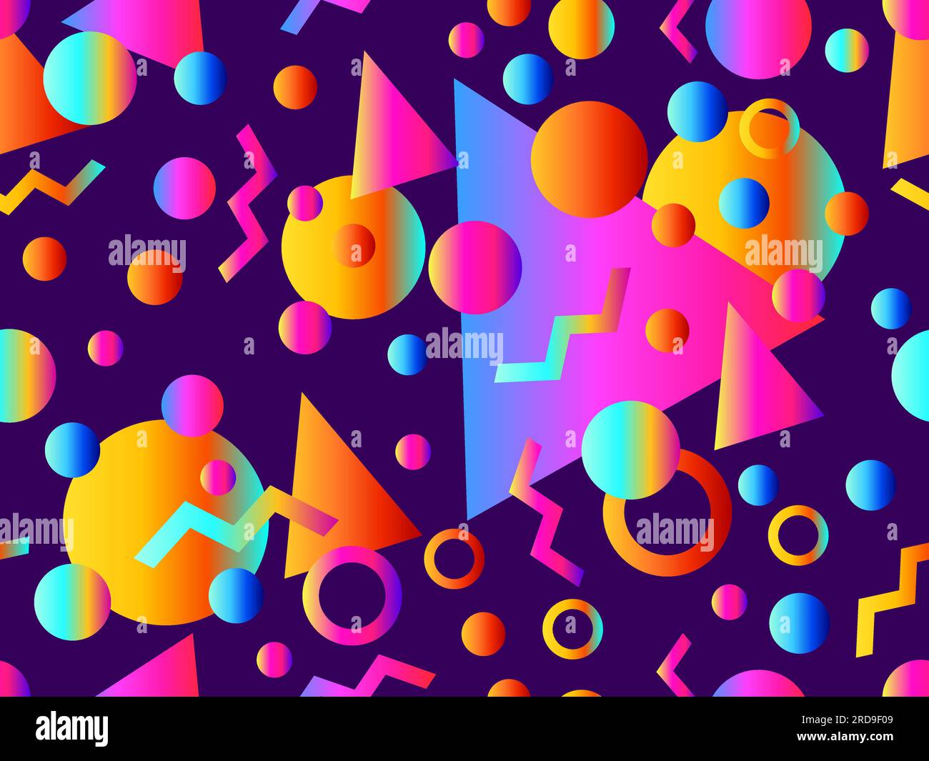 Memphis seamless pattern with geometric gradient shapes. Colorful ...