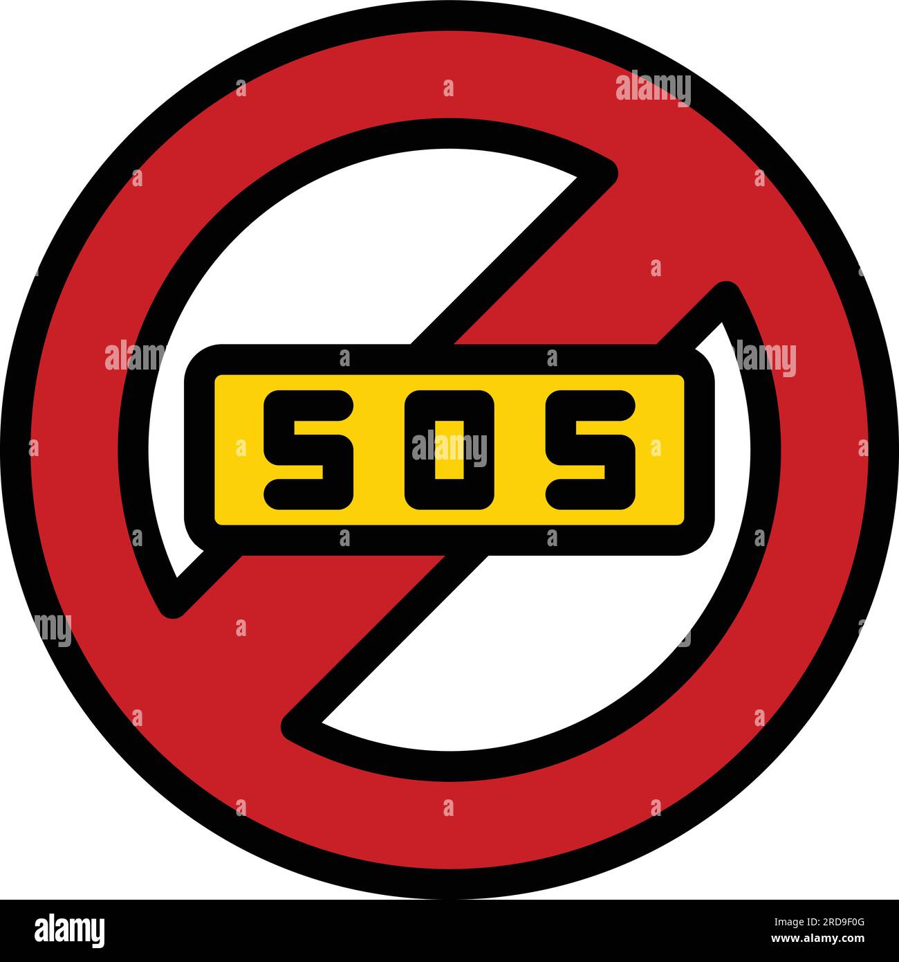 Sos Restricted Icon Outline Vector Emergency Call Alarm Button Color
