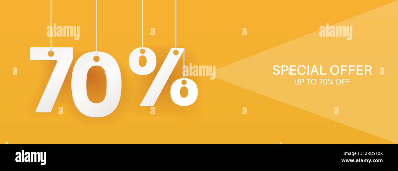 Wide yellow banner. 70 percent off banner Stock Vector Image & Art - Alamy