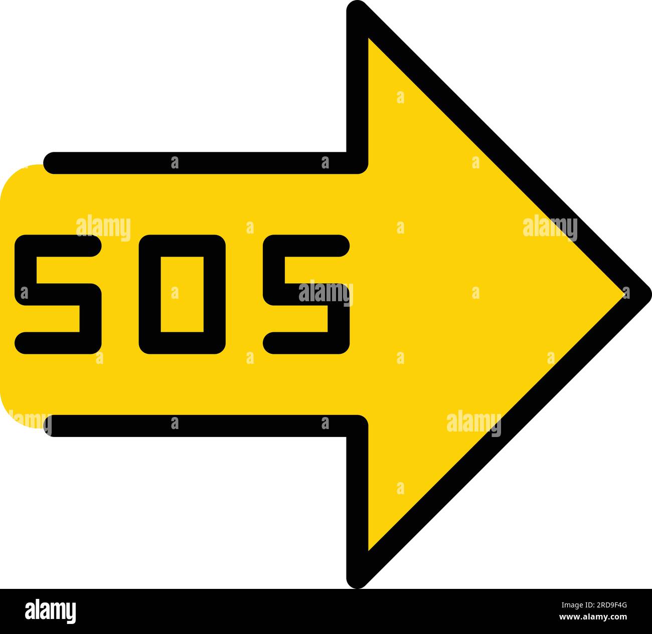 Sos arrow icon outline vector. Emergency call. Button sign color flat ...