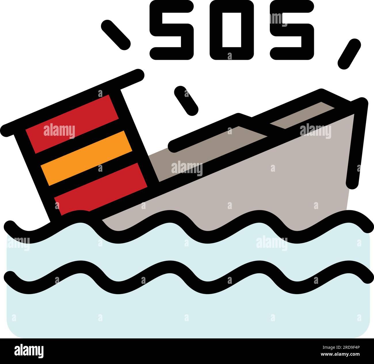 Ship sos icon outline vector. Emergency call. Rescue hotline color flat ...