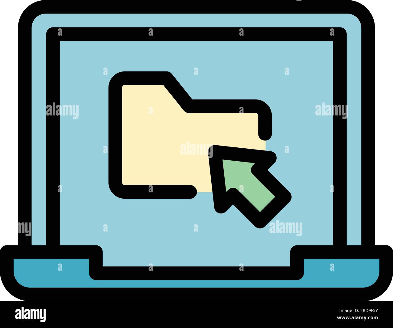 Laptop folder icon outline vector. Computer document. Internet file color flat Stock Vector ...