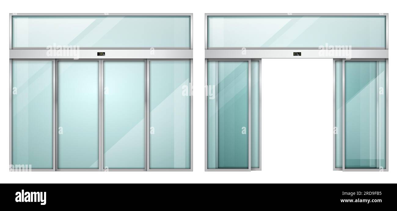 Sliding glass automatic metal doors Stock Vector Image & Art - Alamy