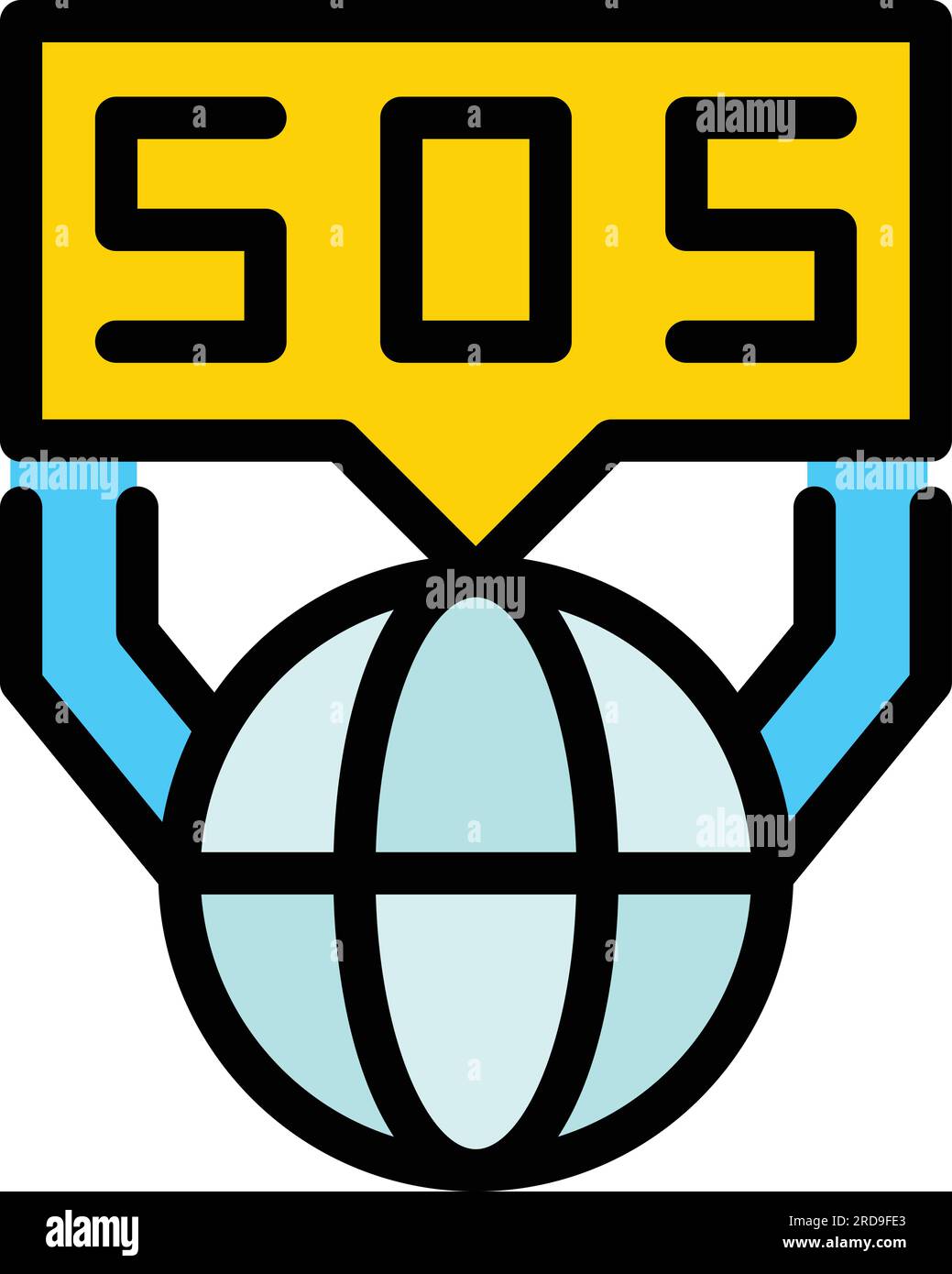 Global sos icon outline vector. Emergency alarm. Siren alert color flat ...