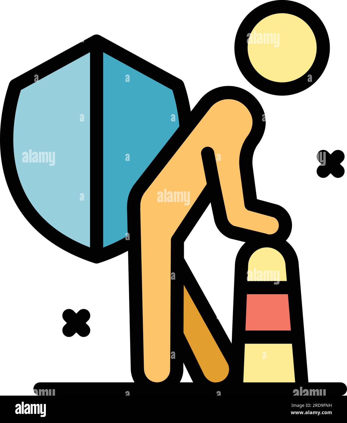 Safe retirement icon outline vector. Money health. Home safety color ...