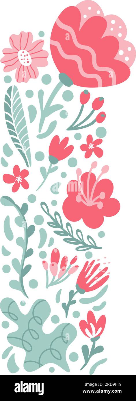 Vector Hand Drawn Font Letter I with Flowers and Branches Blossom ...