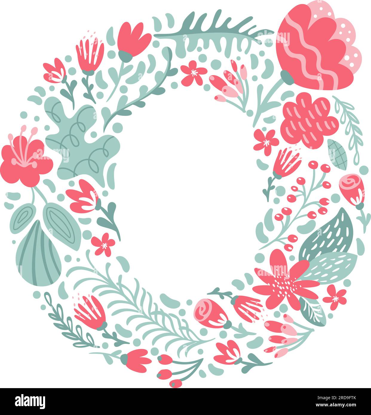 Vector Hand Drawn Font Letter O with Flowers and Branches Blossom ...