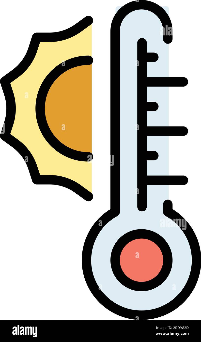 Solar thermal icon outline vector. Sun energy. Heat power color flat ...
