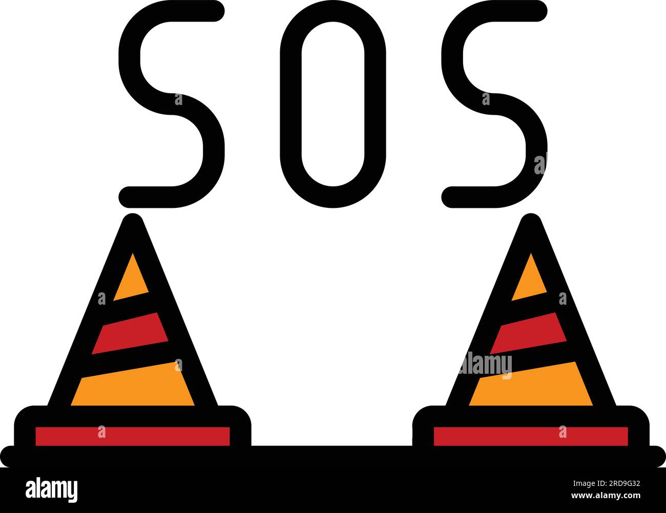 Sos road cones icon outline vector. Cone traffic. Construction safety ...