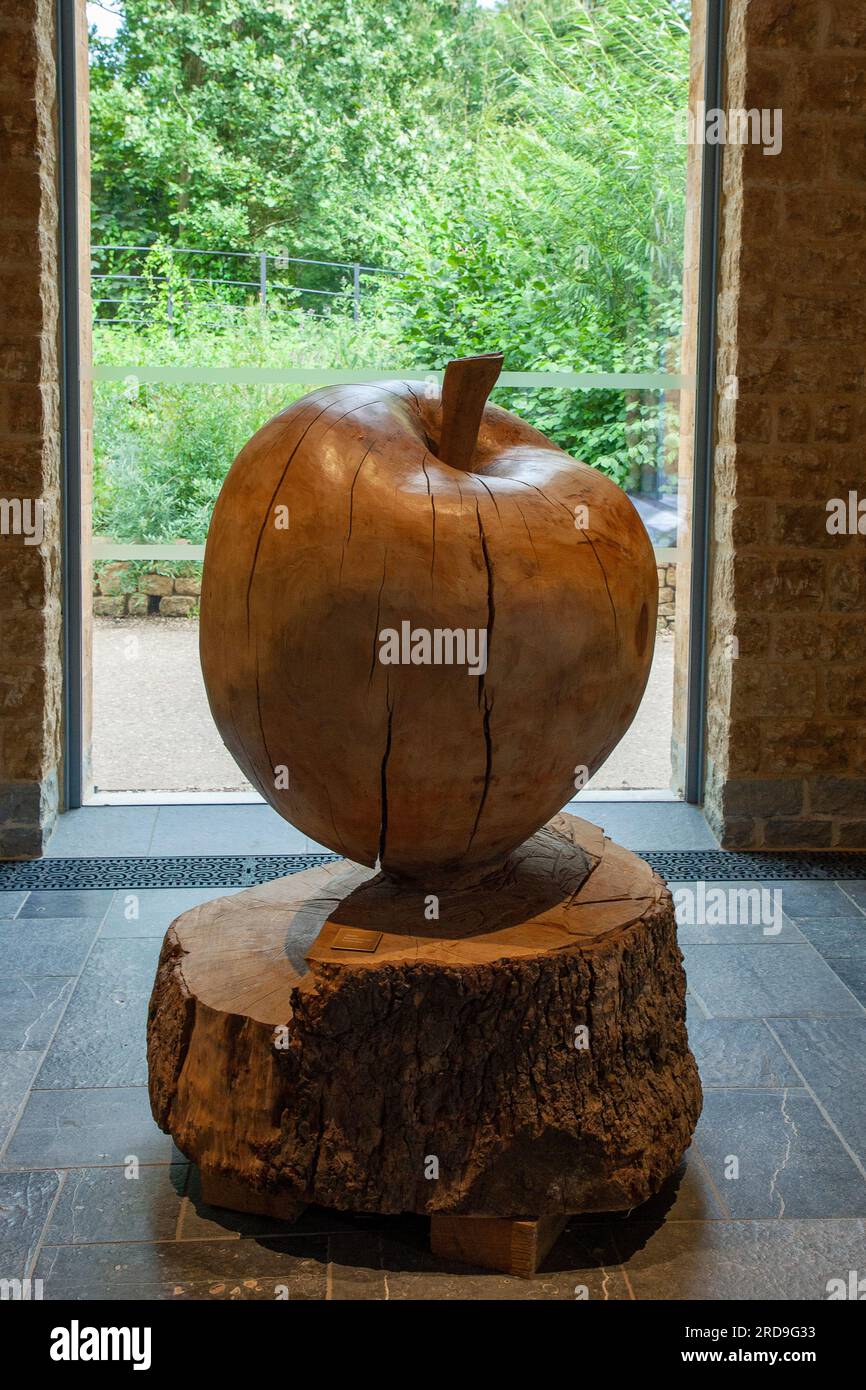 An apple sculpture in the Threshing Barn at The Newt, Bruton/Castle ...