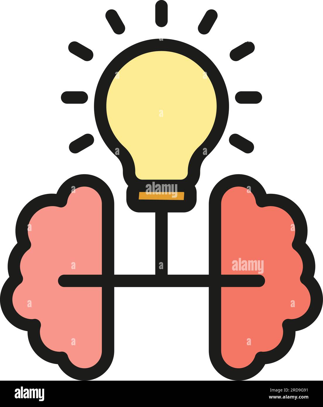 Idea brain icon outline vector. Mind light. Creative solution color ...