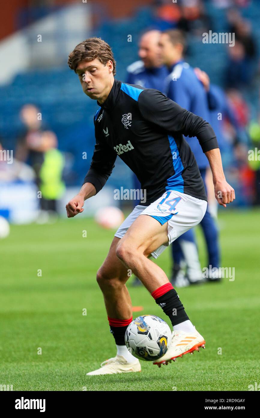 SAM LAMMERS, who plays as a forward with Rangers FC, training at Ibrox ...