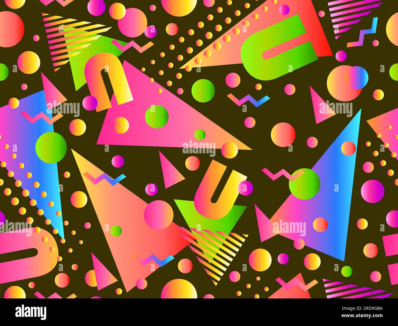 Memphis seamless pattern with geometric gradient shapes. Colorful ...